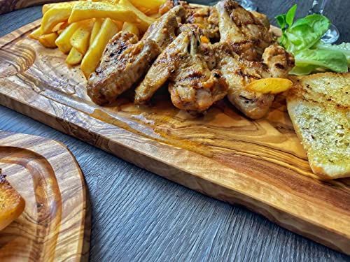 Cleminson 18” x 9” Olive Wood Carving, Cutting and Serving Board with Juice Groove - Large