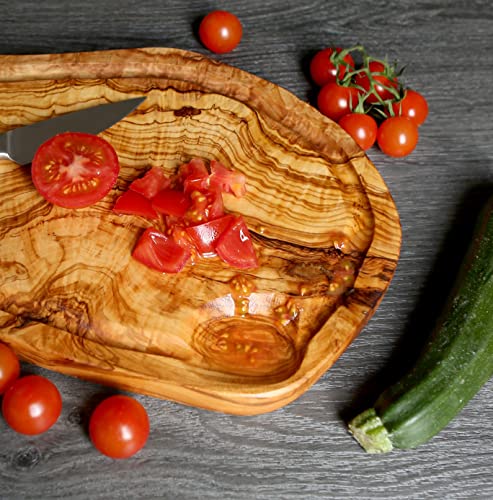 Cleminson 18” x 9” Olive Wood Carving, Cutting and Serving Board with Juice Groove - Large