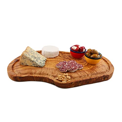 Cleminson 18” x 9” Olive Wood Carving, Cutting and Serving Board with Juice Groove - Large