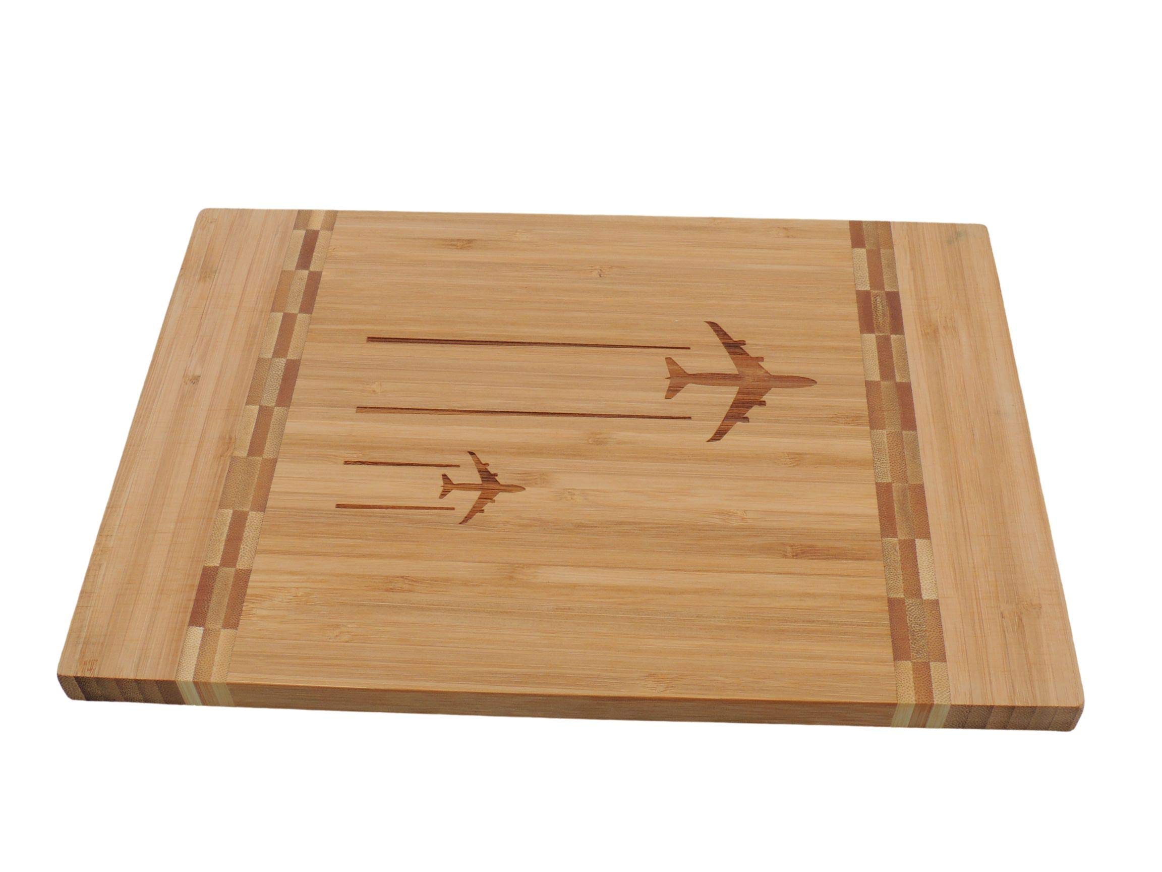 Aviation Bamboo Cutting Board, Jet Silhouettes