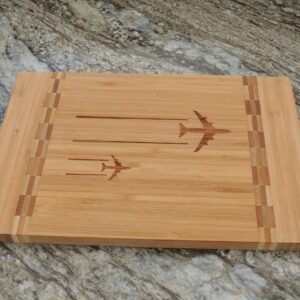 Aviation Bamboo Cutting Board, Jet Silhouettes