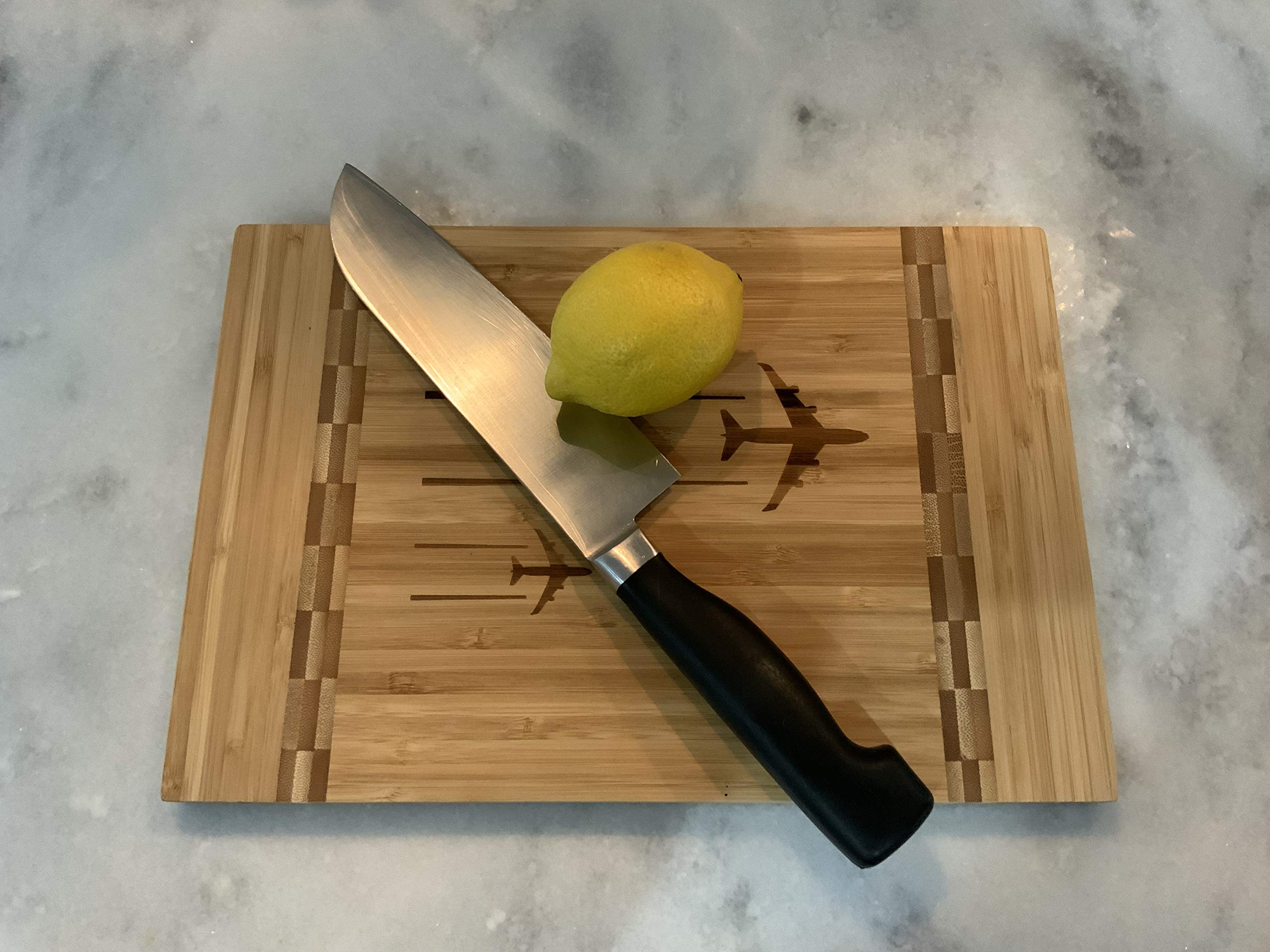 Aviation Bamboo Cutting Board, Jet Silhouettes