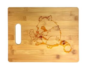 pot smoking pals cute cuddly trash panda raccoon stoner friend laser engraved bamboo cutting board - wedding, housewarming, anniversary, birthday, christmas, gift