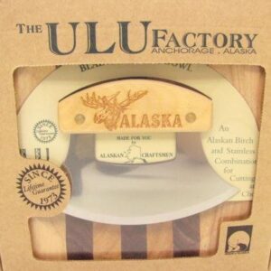 Ulu Factory Alaska Ulu Birch Walnut Stripe Wood Chopping Bowl-board Moose head Design Handle