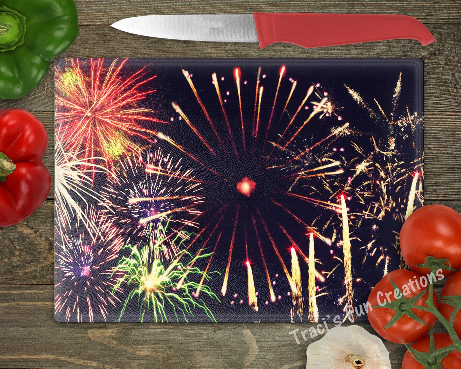 Fireworks Glass Cutting Board