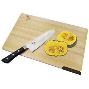 Kai Corporation AP5226 KAI Seki Magoroku Cutting Board, Cypress, L, 15.4 x 9.4 inches (390 x 240 mm), Stand Included, Made in Japan, Dishwasher Safe