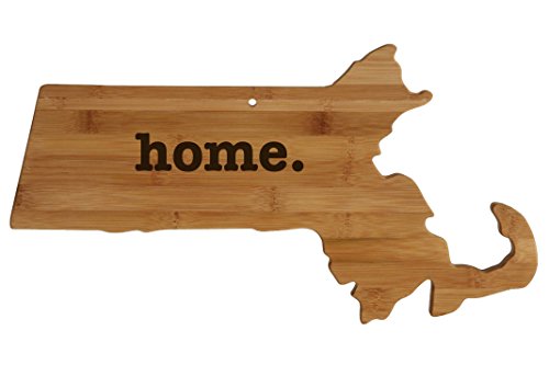 Massachusetts State Shaped Bamboo Wood Cutting Board Engraved home. Personalized For New Family Home Housewarming Wedding Moving Gift