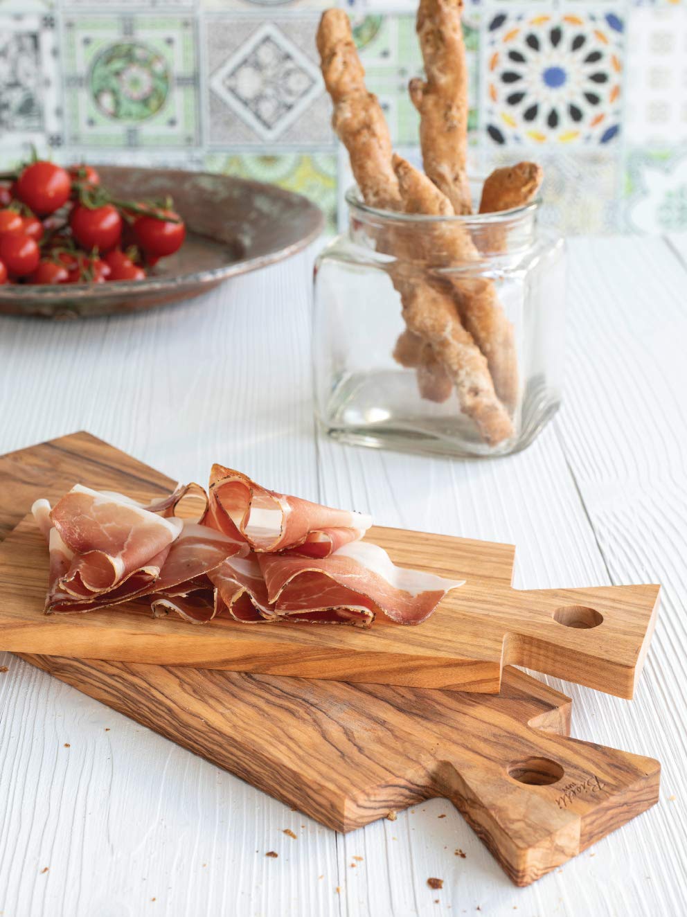 Bisetti Olive Wood Individual Tapas Serving Board for Cheeses, Meats and Charcuterie. 10.5 x 5.7 Inch