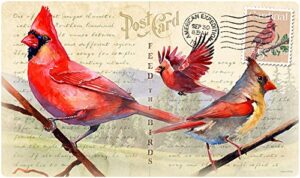 vintage bird series tempered glass cutting board (northern cardinal)