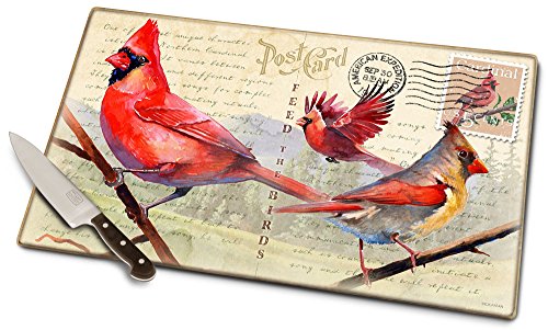 Vintage Bird Series Tempered Glass Cutting Board (Northern Cardinal)