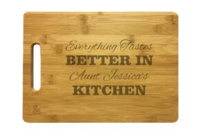 personalized cutting board everything tastes better engraved bamboo kitchen decor large size - custom cooking gift for mom dad, housewarmings, anniversary, wedding gifts