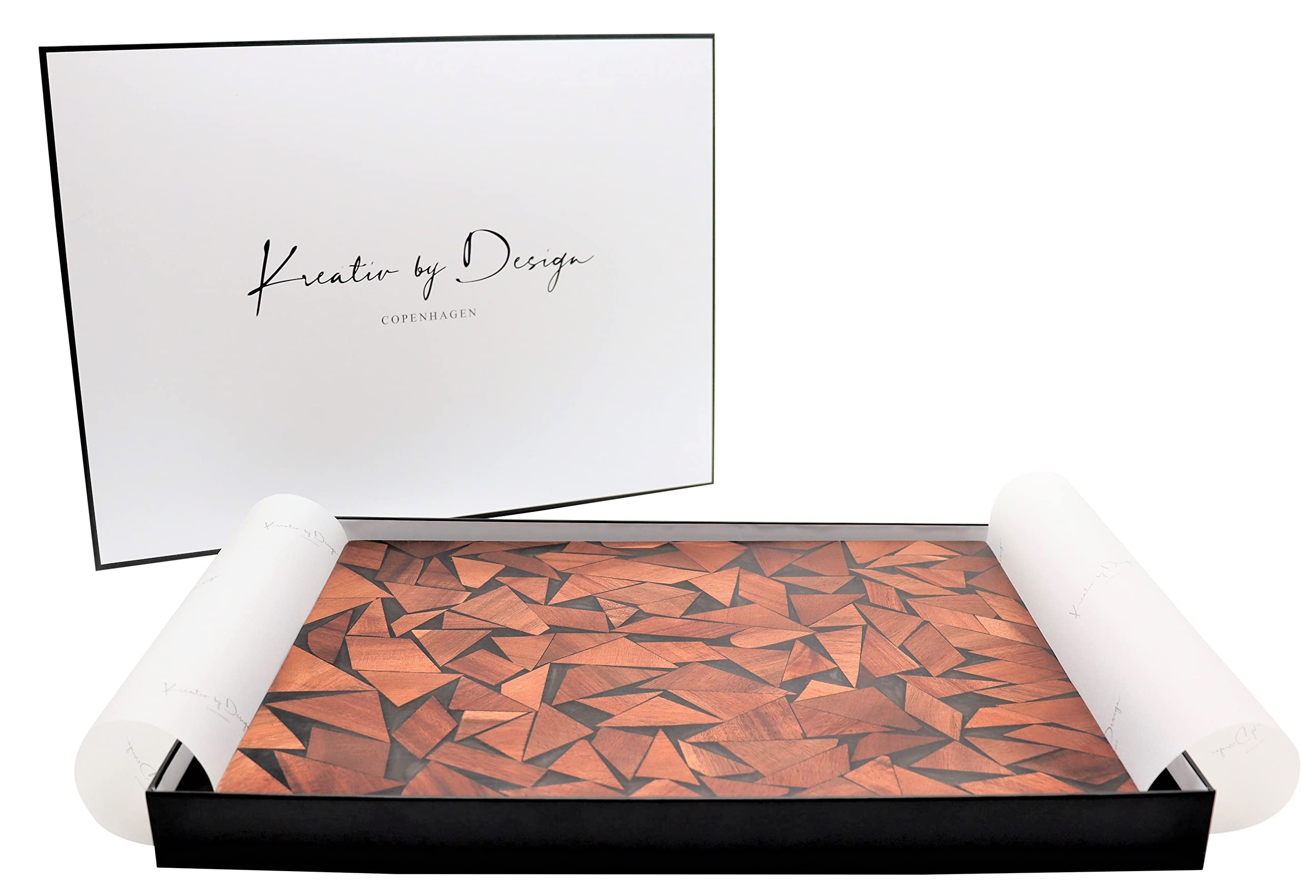 KreativByDesign One Of A Kind - Shattered Glass Pattern Wooden Chopping Board with Black Pearl Resin Large