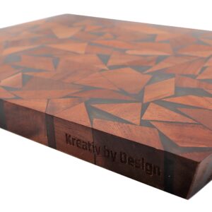 KreativByDesign One Of A Kind - Shattered Glass Pattern Wooden Chopping Board with Black Pearl Resin Large