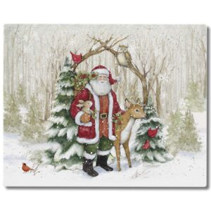 counterart winter forest santa 3mm heat tolerant tempered glass cutting board 15” x 12” manufactured in the usa dishwasher safe