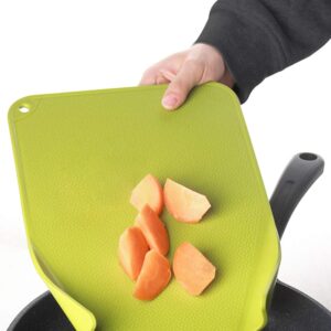 XIZEN Kitchen Cutting Board (3-Piece Set)-PP material Easy to wash BPA-free,The bottom curling design makes food not easy to spill,Texture cut surface，Rubber bottom non-slip., Multicolor, YZ0003