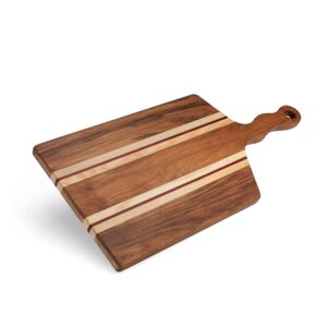 teakcraft walnut cutting board for kitchen with handle, serving tray, bread tray, crackers platter, cheese board, chopping board for meat, knife friendly, the lamia(24x11x0.75 inch)