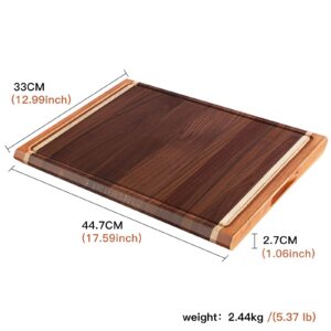 FINDKING Walnut Cutting Board, Wooden Butcher Block, Meat Chopping Board for Kitchen, Large, Thick, Heavy, with Juice Groove, Side Handle, 17.5 x 12.9 x 1.1 Inches