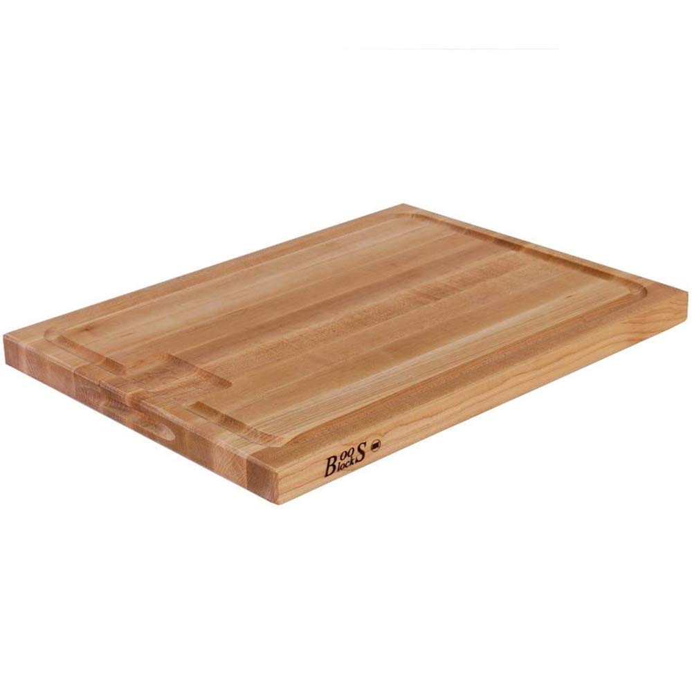 John Boos Cutting Board Bundle with Au Jus 18" Cutting/Carving Board with Juice Groove, Maple Wood and 3 Piece Wood Cutting Board Care and Maintenance Set