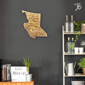 Totally Bamboo Destination British Columbia Province Shaped Serving and Cutting Board, Includes Hang Tie for Wall Display