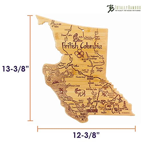 Totally Bamboo Destination British Columbia Province Shaped Serving and Cutting Board, Includes Hang Tie for Wall Display