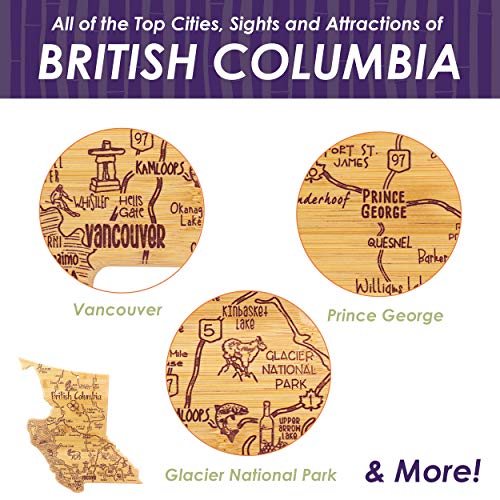 Totally Bamboo Destination British Columbia Province Shaped Serving and Cutting Board, Includes Hang Tie for Wall Display