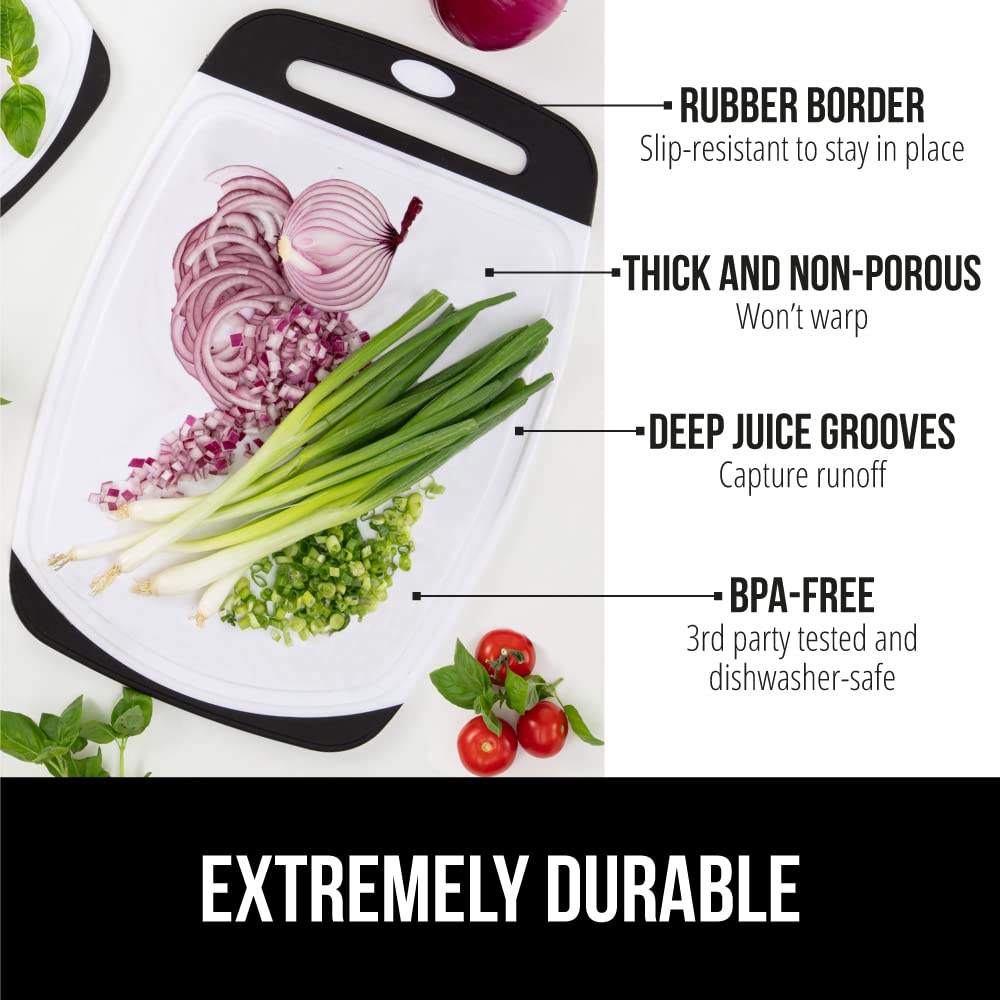 Gorilla Grip Durable Kitchen Cutting Board Set of 3 and Flexible Cutting Boards Set of 4, Dishwasher Safe Chopping Boards in Black Color, Durable Food Chopping Boards in Multicolor, 2 Item Bundle