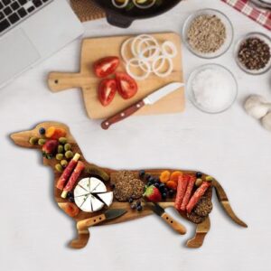 Funny Dachshund Dog Dinner Plate Wooden Aperitif Board Dog Shape Gifts Solid Cheese Board Charcuterie Board Cutting Board Cute Dinner Plate Family Party Convenient Food Tray 15.74Inch ()