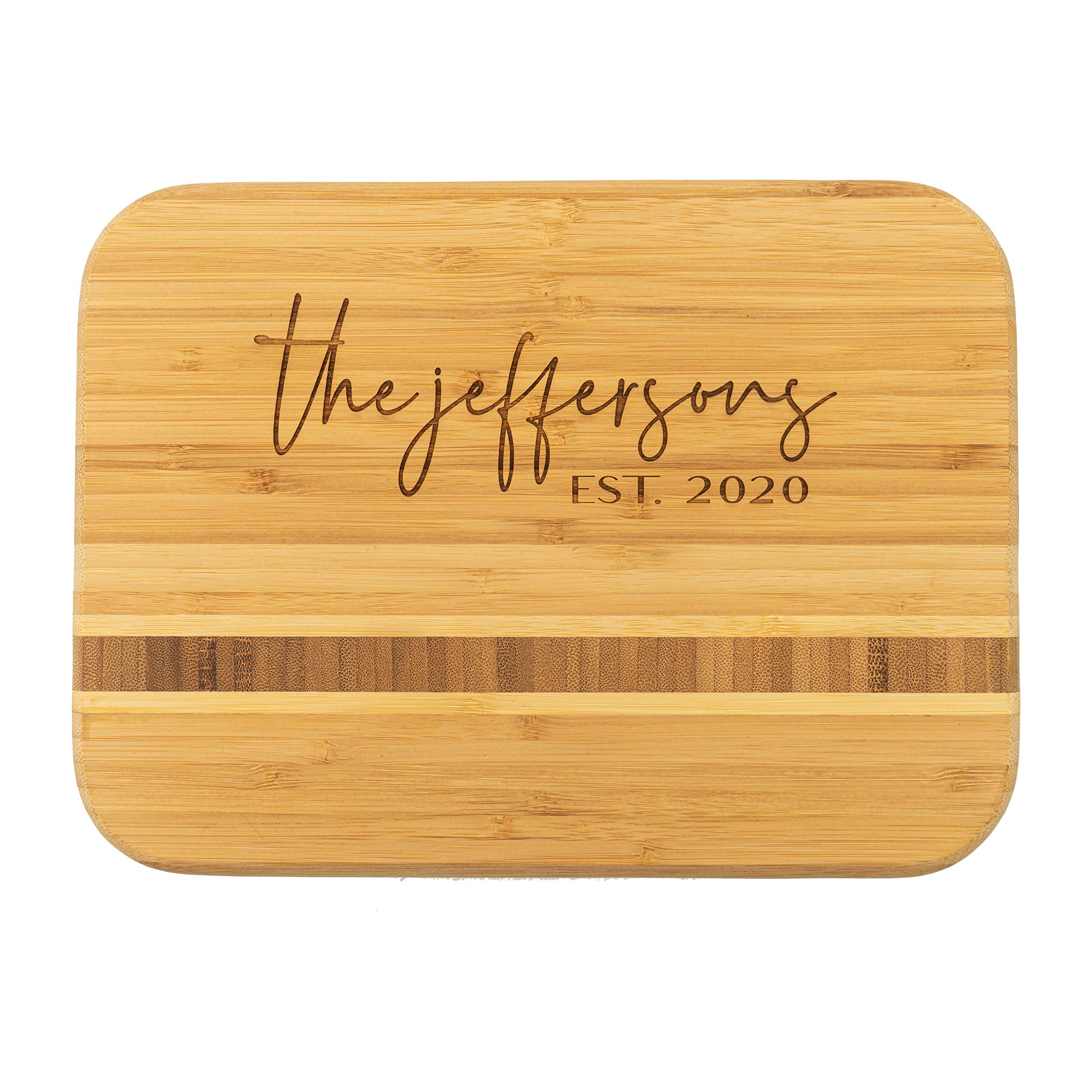 Personalized Bamboo Cutting Board Mothers Day Gift Engraved Wedding Gift w/Wooden Inlay, Customizable 9" x 6.5"(Barbados)