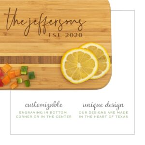 Personalized Bamboo Cutting Board Mothers Day Gift Engraved Wedding Gift w/Wooden Inlay, Customizable 9" x 6.5"(Barbados)