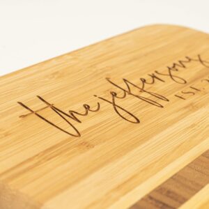 Personalized Bamboo Cutting Board Mothers Day Gift Engraved Wedding Gift w/Wooden Inlay, Customizable 9" x 6.5"(Barbados)