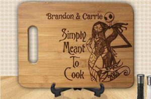 skeleton jack anniversary wedding christmas gift personalized cutting board engagement bamboo cutting board chopping block