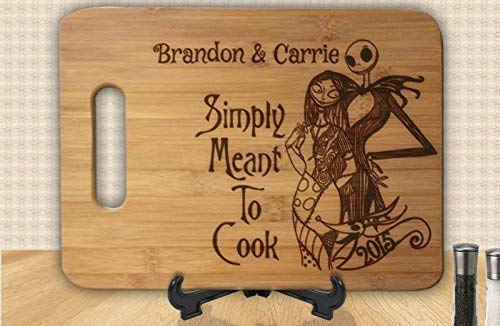 Skeleton Jack Anniversary Wedding Christmas Gift Personalized Cutting Board Engagement Bamboo Cutting Board Chopping Block