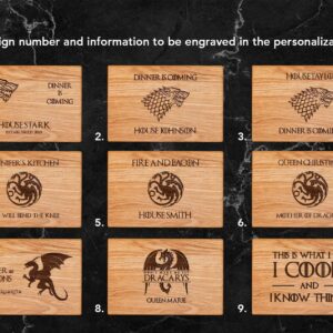 Personalized Cutting Board Dinner is coming Game of thrones House Stark Direwolf Engraved Custom Family chopping Wedding Gift Anniversary Housewarming Birthday game01