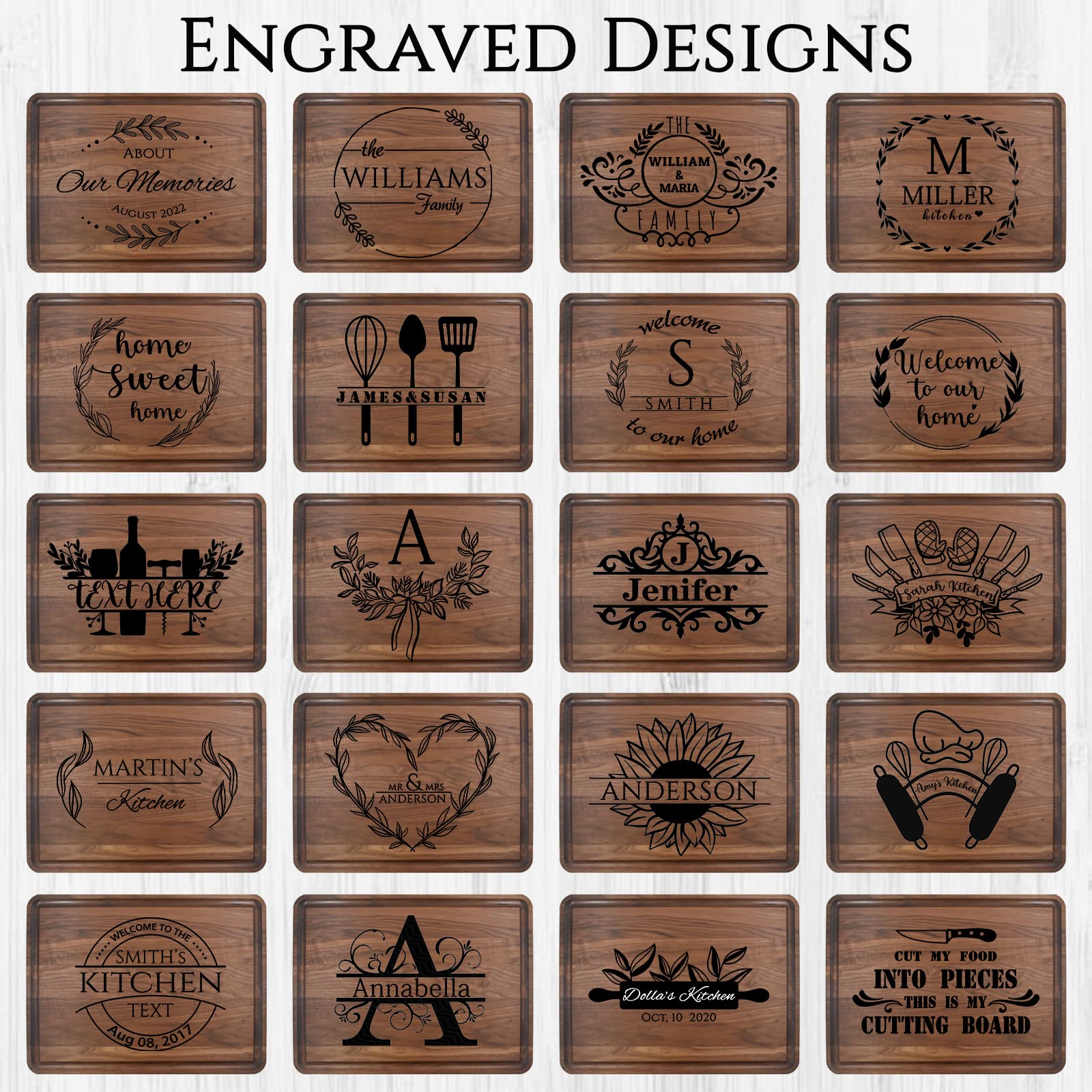 Personalized Cutting Boards, Wedding Gifts for Couple, Wood Engraved Custom Cutting Boards for Anniversary Engagement Housewarming Gifts