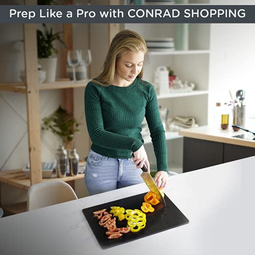 Conrad Shopping Cutting Board, HDPE Plastic Chopping Board, Kitchen Essentials Accessories Boards, Large Size 18 x 12” (Black)