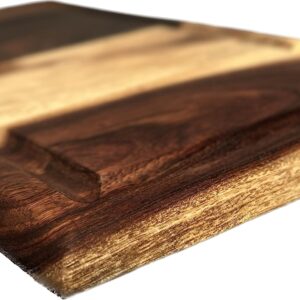 Mountain Woods Brown Large Organic Hardwood Sheesham Cutting Board w/Juice groove | Cheese Board | Chopping board | Charcuterie board | Butcher Block - 19" x 11" x 0.75"