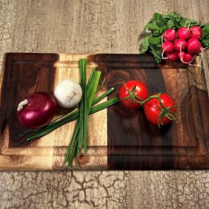 Mountain Woods Brown Large Organic Hardwood Sheesham Cutting Board w/Juice groove | Cheese Board | Chopping board | Charcuterie board | Butcher Block - 19" x 11" x 0.75"