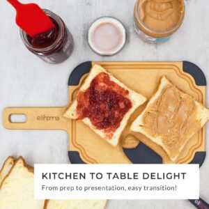 Elihome Paddle Series 2-in-1 Bundle, Wood Fiber Cutting Board & Serve Board with Handle, Knife Freindly, Dishwasher Safe, Non slip, Juice Groove, Reversible, 13" X 7" Medium & 18" x 7" Large