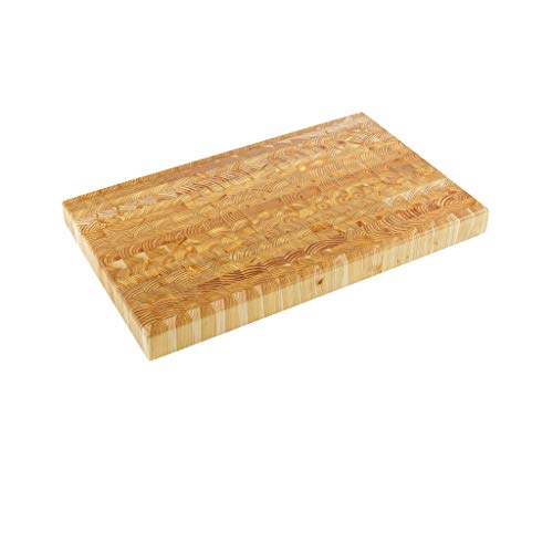 Larch Wood Canada End Grain Large Cutting Board, Handcrafted for Professional Chefs & Home Cooking, 21-5/8" x 13" x 1-3/4" plus Larch Wood Beeswax and Mineral Oil Conditioner (1.6 oz/ 45g)