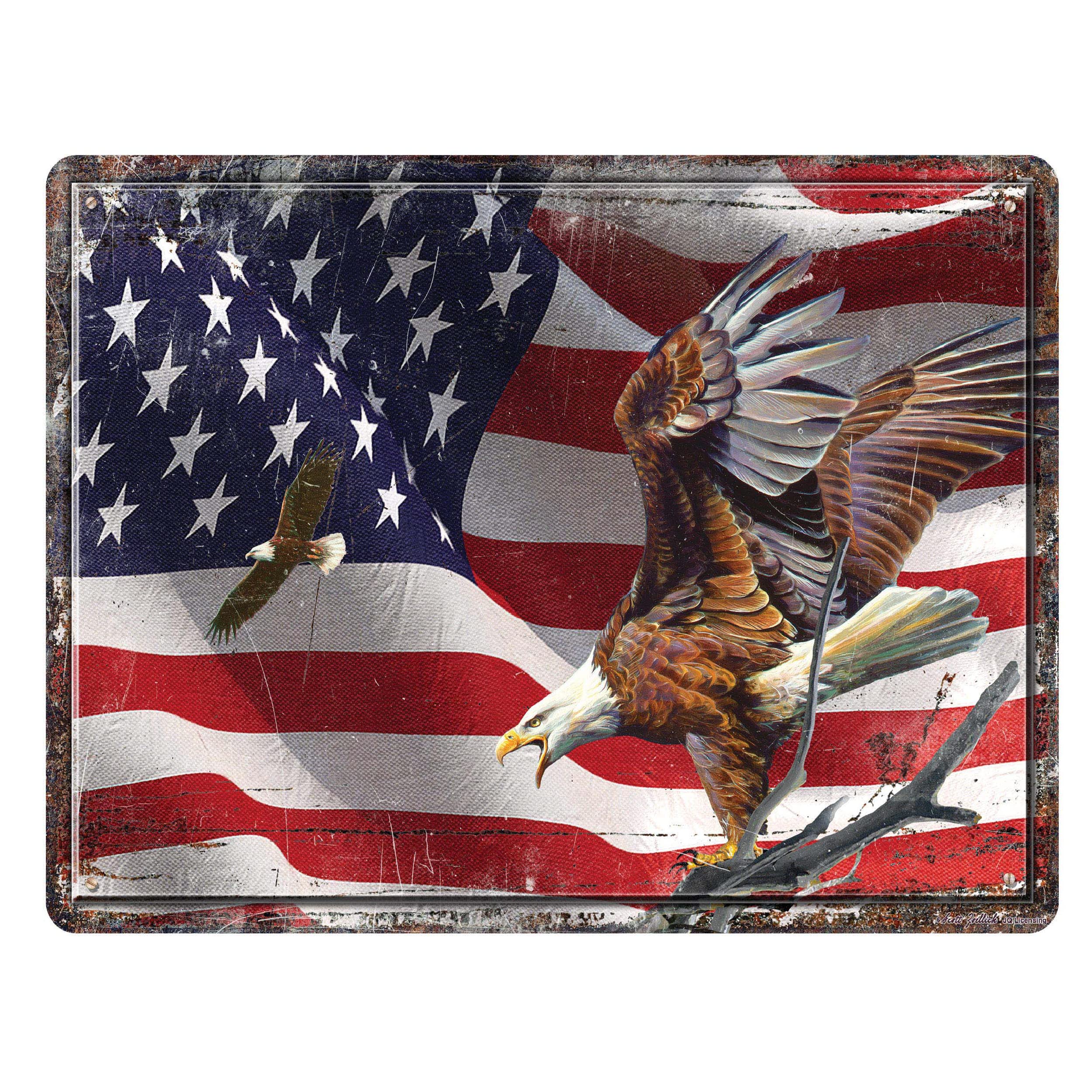 Rivers Edge Products Large 12in x 16in Decorative Tempered Glass Cutting Board, Hypoallergenic, Non Slip, Textured Surface Chopping Board for Kitchen, Bald Eagle and American Flag, American Flag Eagle