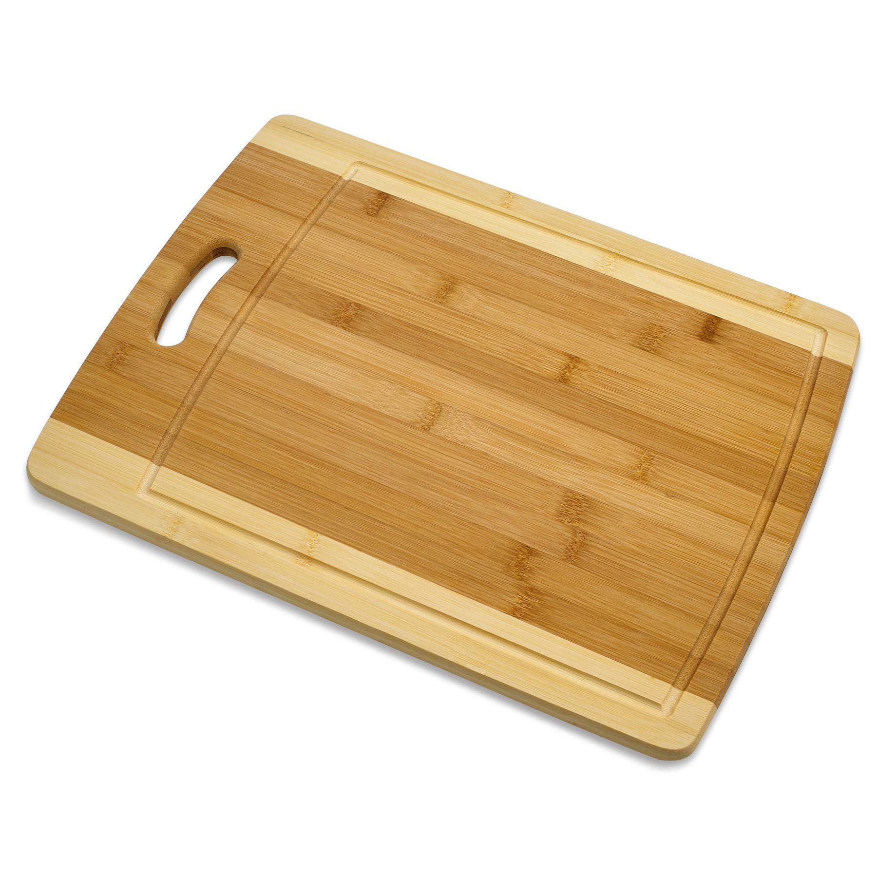 Large Premium Bamboo Cutting and Serving Boards with Handle 12x16 Inch - Kitchen Chopping Boards with Juice Grooves. 100% Natural Bamboo Wood.