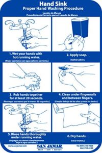 san jamar hwwlct hand washing station smart chart, 6" width x 9" height