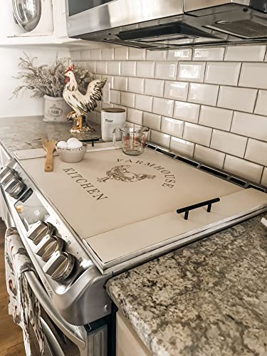 Josephine Thomas Home Noodle Board Distressed Ivory Farmhouse Kitchen - Stove Cover