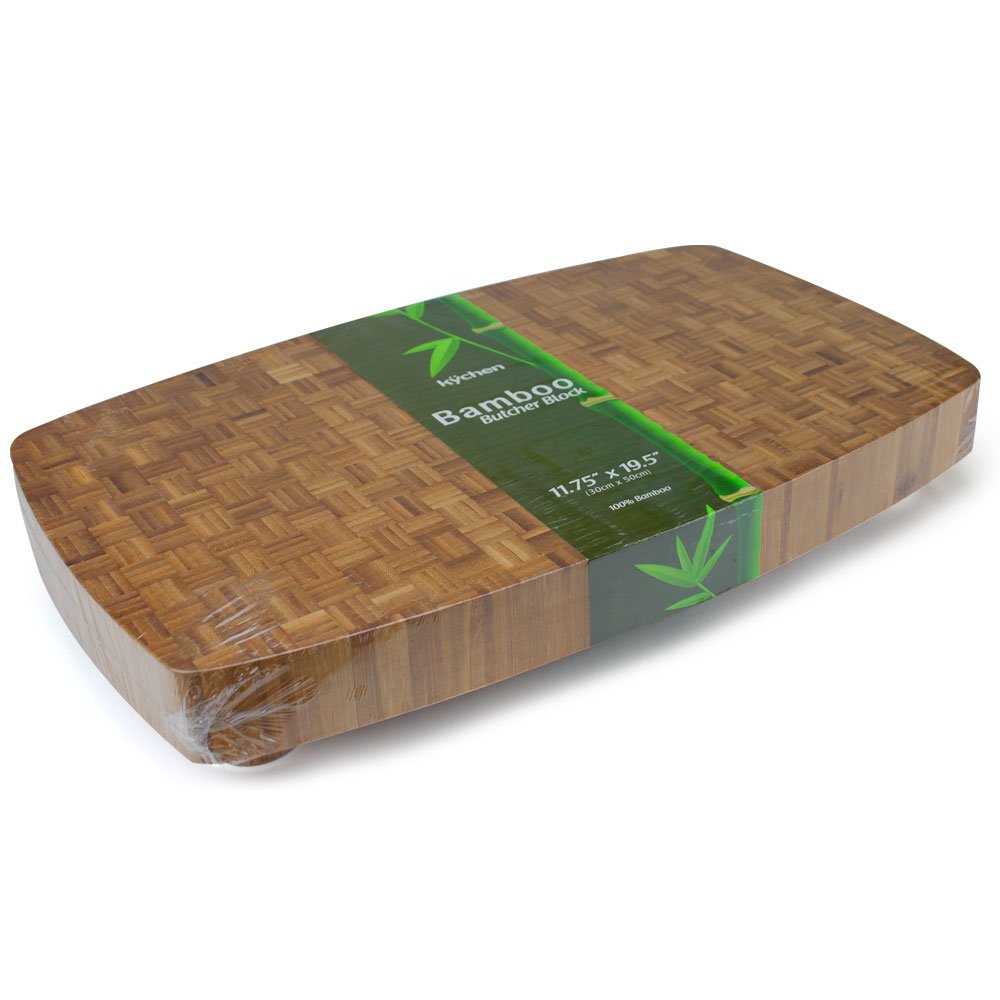 Kÿchen Dark Mocha Natural Bamboo Butcher Block, 19.5" x 11.75" x 2"