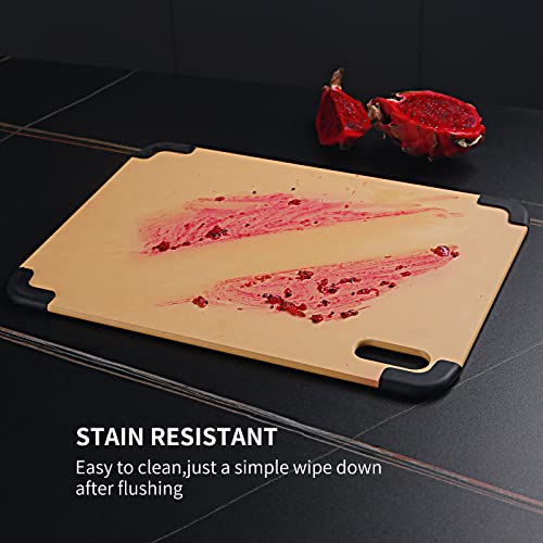 YSTKC Cutting Board for Kitchen,Natural Wood Fiber Composite Non-Slip Chopping Board with Juice Groove,High Density,Non-Porous,BPA-Free,Knife Friendly and Dishwasher Safe,Small (11.7 x 9.3 Inch)