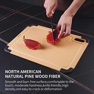 YSTKC Cutting Board for Kitchen,Natural Wood Fiber Composite Non-Slip Chopping Board with Juice Groove,High Density,Non-Porous,BPA-Free,Knife Friendly and Dishwasher Safe,Small (11.7 x 9.3 Inch)