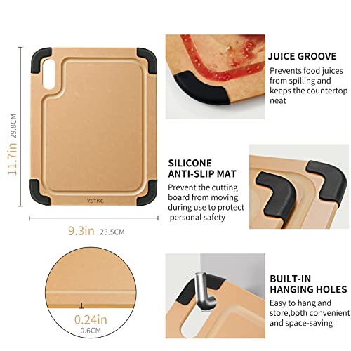 YSTKC Cutting Board for Kitchen,Natural Wood Fiber Composite Non-Slip Chopping Board with Juice Groove,High Density,Non-Porous,BPA-Free,Knife Friendly and Dishwasher Safe,Small (11.7 x 9.3 Inch)