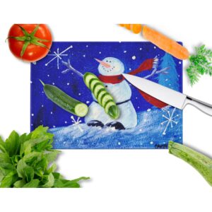 Caroline's Treasures PJC1085LCB Happy Holidays Snowman Glass Cutting Board Large Decorative Tempered Glass Kitchen Cutting and Serving Board Large Size Chopping Board