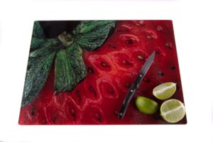 mcaulay arts glass cutting board strawberry 11.25" x 7.87"