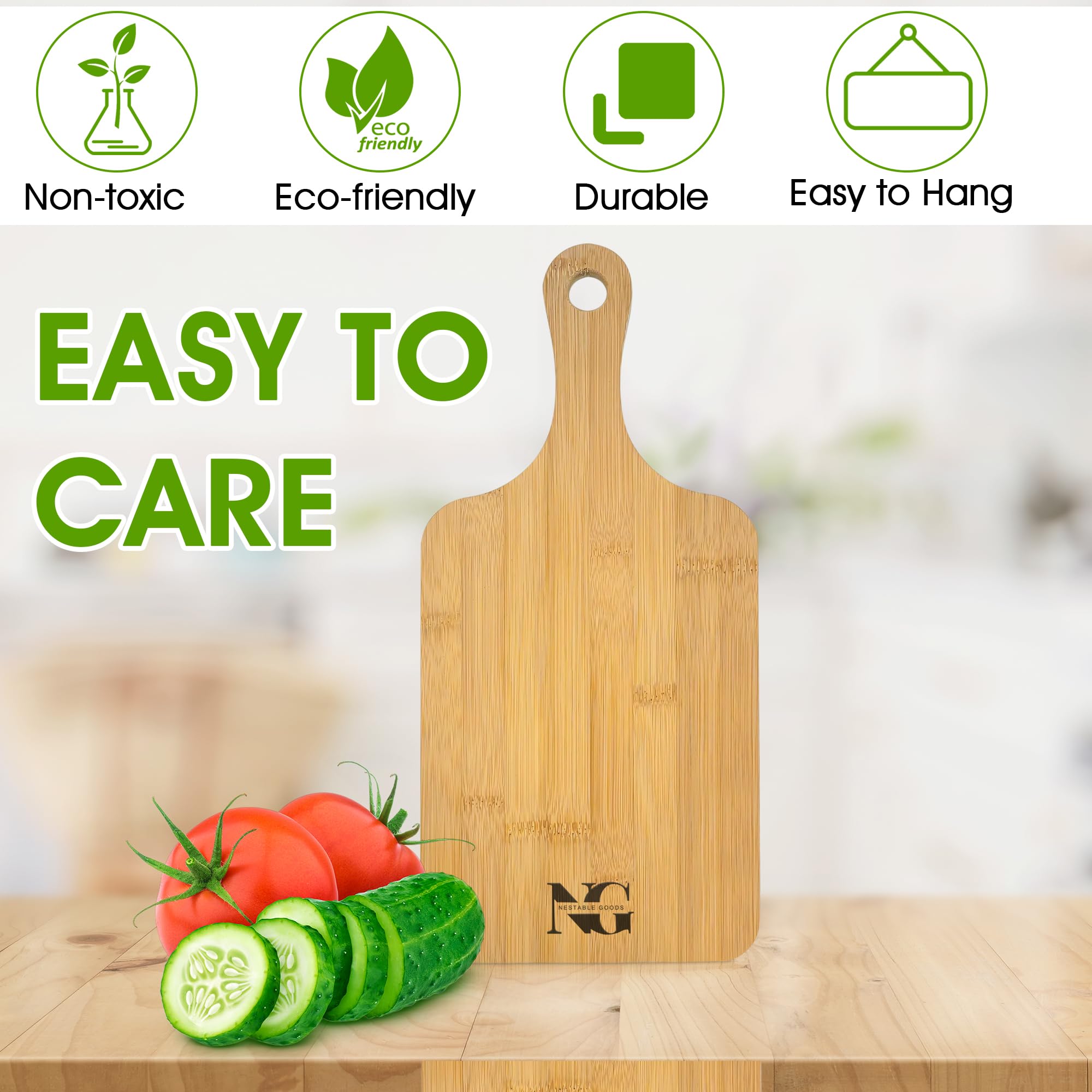 Mini Bamboo Cutting Board with Juice Groove and Handle (8.75inch x 4.25inch); Rounded Bamboo Cutting Board Vegetable Chopping Board Great for Cutting Fruits, Cheese Vegetables Brown